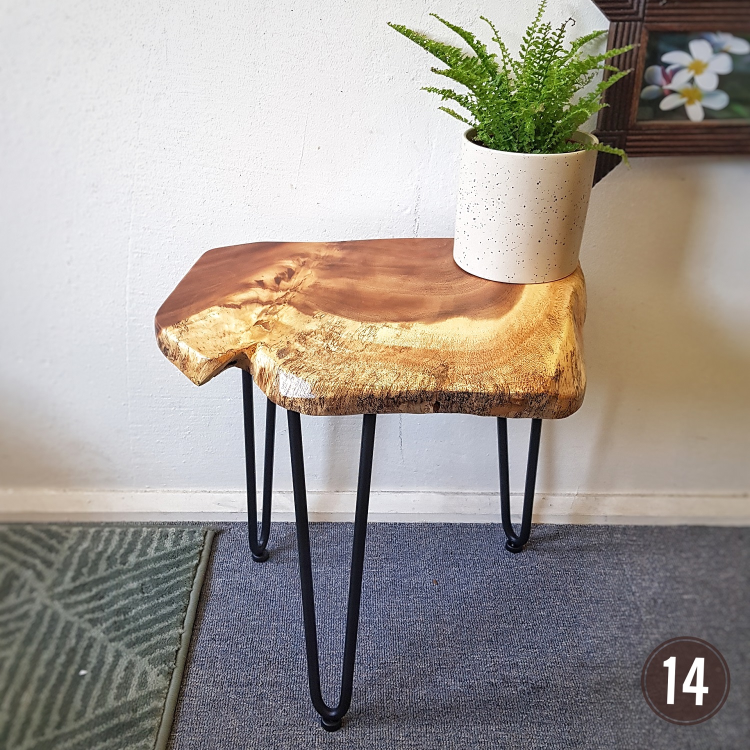 Live Edge Wooden Side Table / Corner Table / Plant Stand Raintree Wood