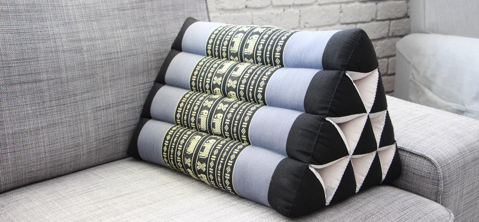 Thai Triangle Pillow Kapok Filled Triangular Backrest Chushion